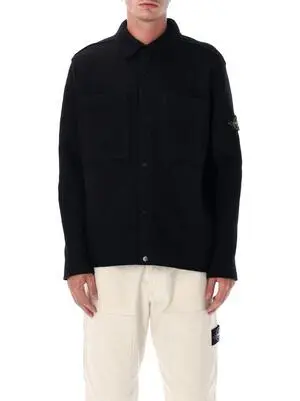 Stone Island Felted Wool Overshirt - Black