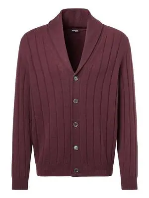 Kiton Rib-knitted Cashmere Cardigan - Burgundy