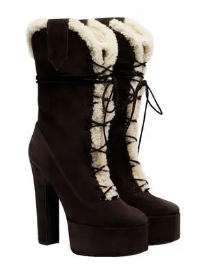 Paris Texas Malena 145 Suede Platform Mid-calf Boots - Brown