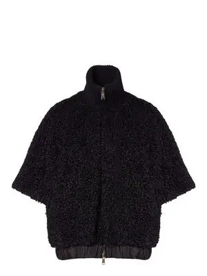 Moncler Reversible Leather-trimmed Cape - Black
