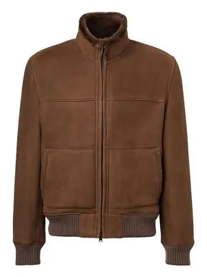 Thom Sweeney Shearling-lined Suede Bomber Jacket - Brown