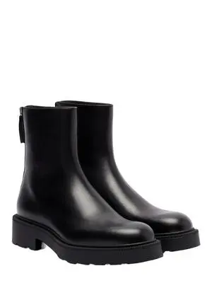 THE ROW Nobilis Fast Leather Ankle Boots - Black