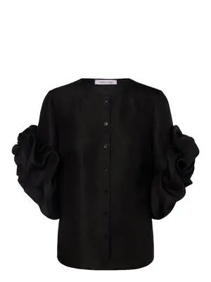 Carolina Herrera Silk Button-front Blouse - Black