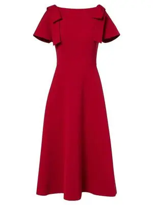 Carolina Herrera Carolina Herrera Bow Detail Crêpe Midi Dress Red