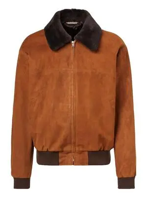 Auralee Shearling-trimmed Suede Blouson Jacket - Brown