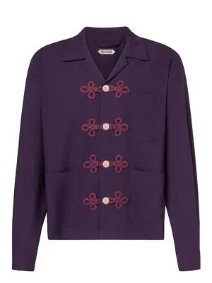 BODE Astor Embroidered Wool Shirt - Burgundy