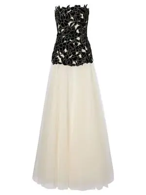 Costarellos Alessi Embellished Tulle Gown - White
