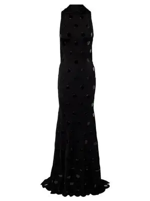 David Koma Embellished Scarf-detail Jersey Gown - Black