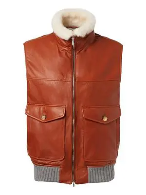 Brunello Cucinelli Padded Leather Vest - Orange