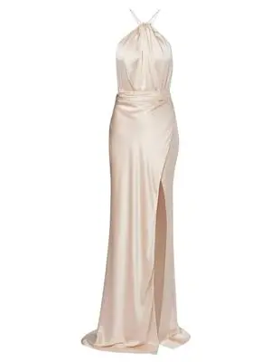 THE SEI Halterneck Silk Satin Gown - White