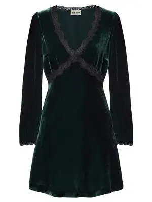 Rixo Macie Lace-trimmed Velvet Minidress - Green