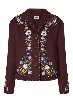 Rixo Jude Embroidered Wool-blend Jacket - Brown
