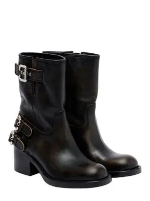 Chloé Dakota 60 Leather Biker Boots - Black