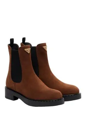 Prada Chocolate Suede Chelsea Boots - Brown