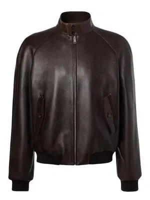 Prada Leather Bomber Jacket - Brown