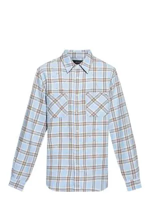 Amiri Checkered Print Cotton Shirt - Sky Blue