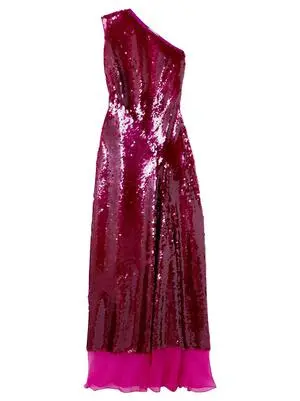 Stella McCartney One-shoulder Sequined Tulle Gown - Burgundy