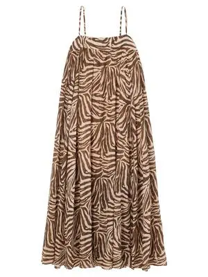 Zimmermann Wanderlust Gathered Zebra-print Maxi Dress - Animal Print