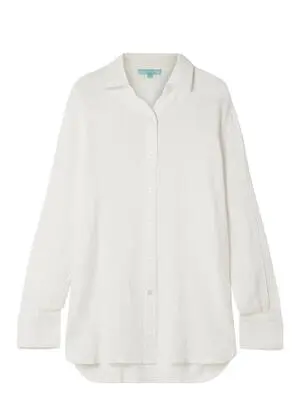 MELISSA ODABASH Leona Crinkled-Cotton Shirt
