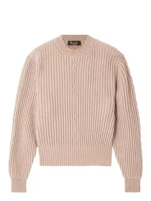 Loro Piana Plane Tree Ribbed Cashmere Sweater Tan