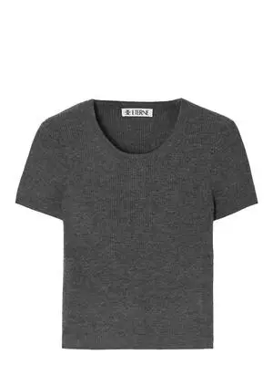 Eterne Ribbed Cashmere Baby Tee - Gray