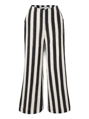 Alix Of Bohemia Striped Cotton Flared Pants - White