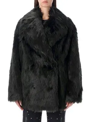 STAND STUDIO Fur Coat - Black