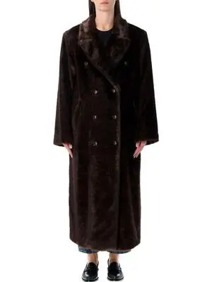 STAND STUDIO Fur Overcoat - Brown