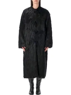 STAND STUDIO Fur Coat - Black