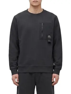 Moose Knuckles Crewneck Sweatshirt With Zip Pocket - Black