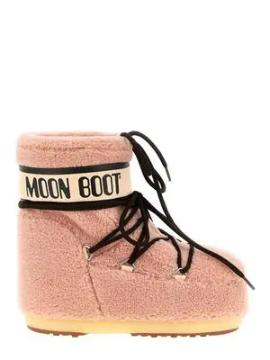 Moon Boot Lace-up Shearling Boots - Pink