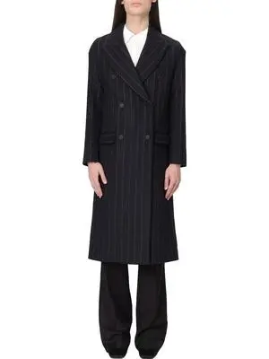 MAR DE MARGARITAS Striped Double-breasted Coat - Black