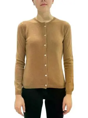 LA ROSE Cashmere Button Cardigan - Brown