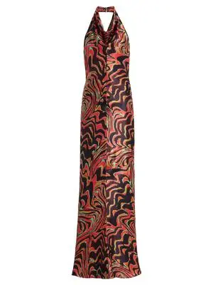 Christopher John Rogers Printed Satin Gown - Red