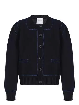 BARRIE Cashmere Crewneck Cardigan - Black