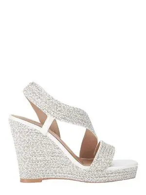 Carvela Gala Jewel Woven Heeled Wedges - White