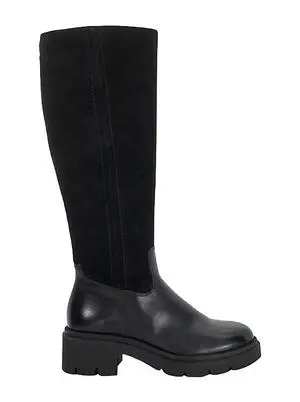 DUNE Tallon Leather And Suede Knee-high Boots - Black Suede Mix