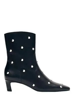 ALOHAS Nash Studded Leather Heeled Boots - Black Leather