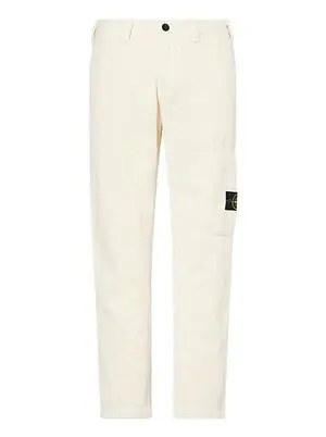 Stone Island Compass Badge Straight-leg Corduroy Trousers - Ivory