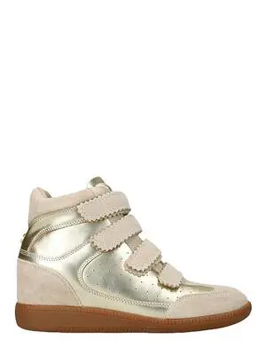 Steve Madden Mustang Suede Wedge Trainers - Gold