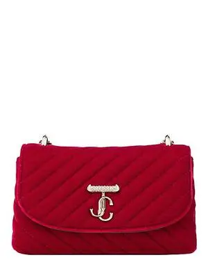 JIMMY CHOO Quilted Velvet Crossbody Bag - Ruby Red/shiny Gold
