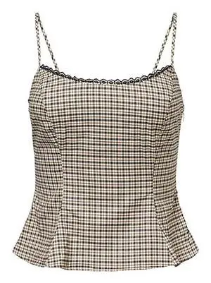 REFORMATION Genevieve Check-print Woven Top - Beige And Black Check
