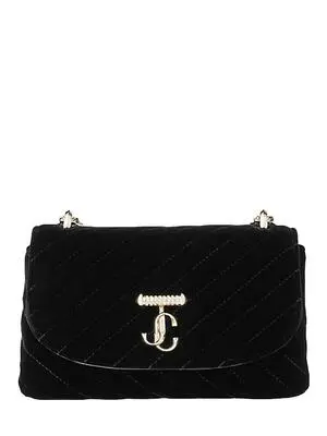 JIMMY CHOO Curve Quilted Velvet Small Crossbody Bag - Black/shiny Gold