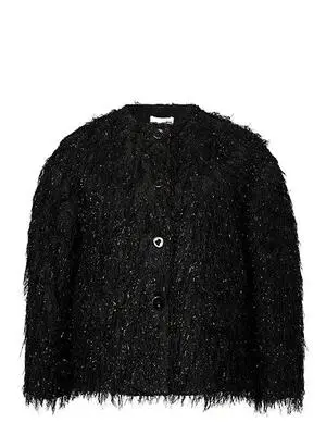 Erdem Fringed Fil Coupé Cropped Jacket - Black