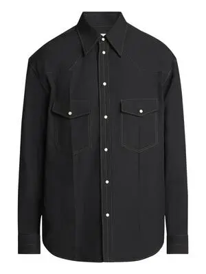 LEMAIRE Topstitched Wool Twill Shirt Jacket - Black