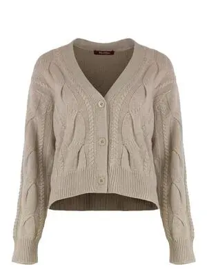 MAX MARA STUDIO Braided Wool And Cashmere Cardigan - Beige