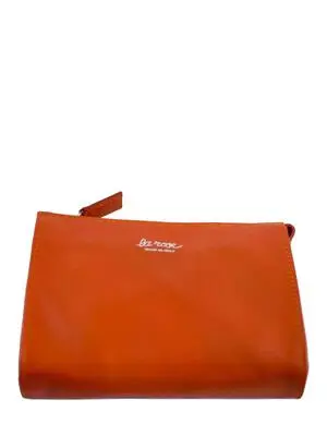 LA ROSE Leather Make-up Bag - Orange