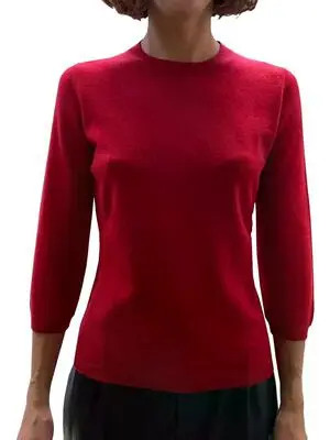 LA ROSE Three-quarter-sleeved Top - Red