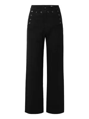 BODE Button-embellished High-rise Straight-leg Jeans - Black