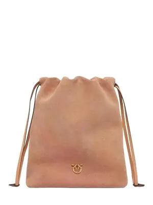 Pinko Suede Drawstring Bag - Neutrals